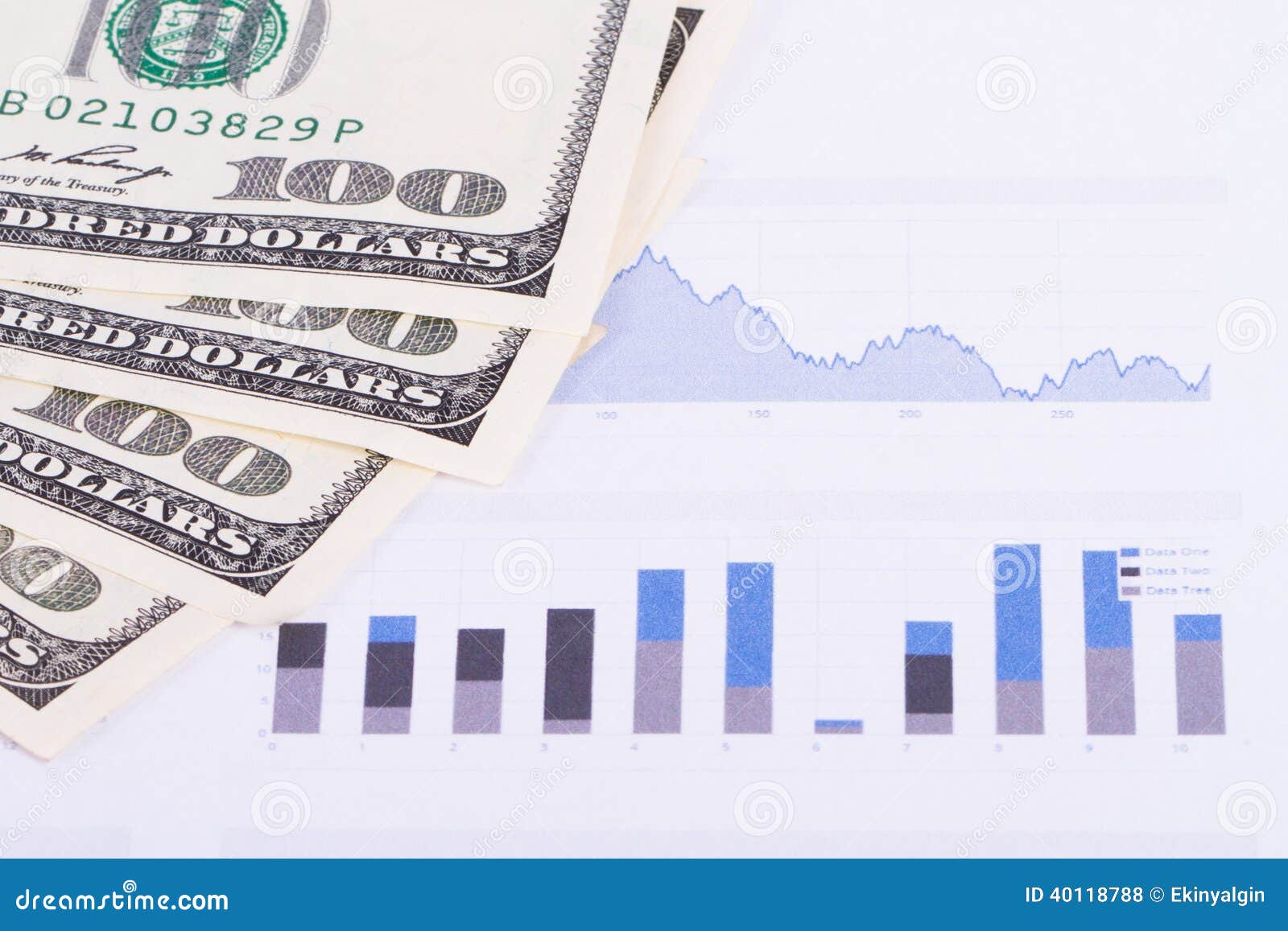 Dollar Banknotes on Chart Graphs Stock Photo - Image of prosperity ...