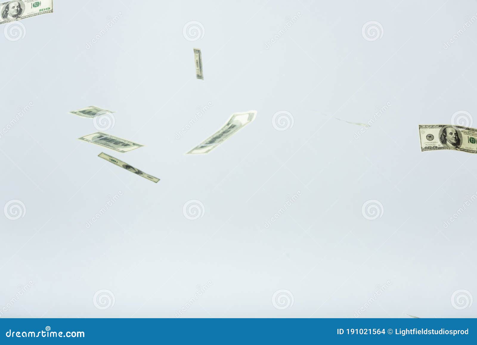 Dollar Banknotes Falling Isolated on White Stock Photo - Image of ...