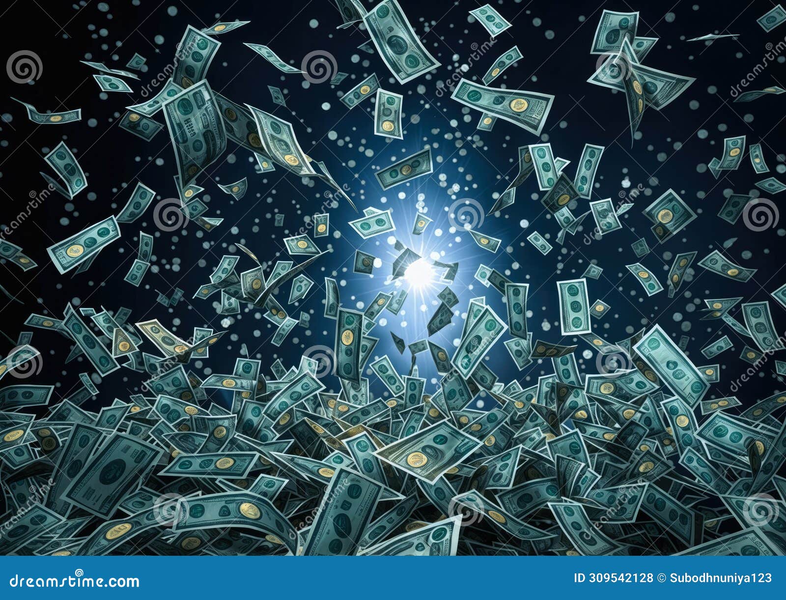 Dollar Banknotes Flying in the Air Stock Illustration - Illustration of ...