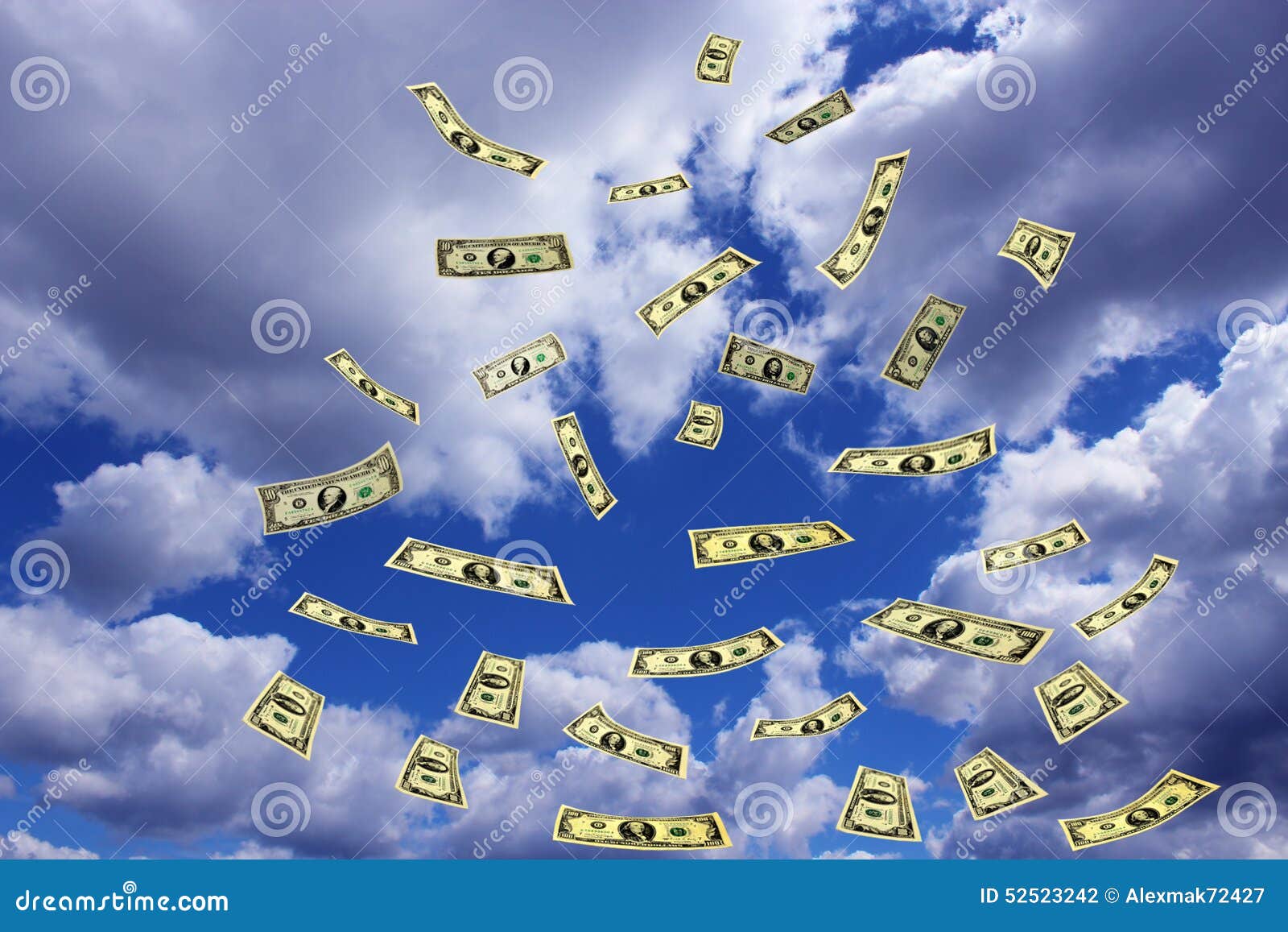 Dollar Banknotes Flying Away in the Sky Stock Photo - Image of economic ...