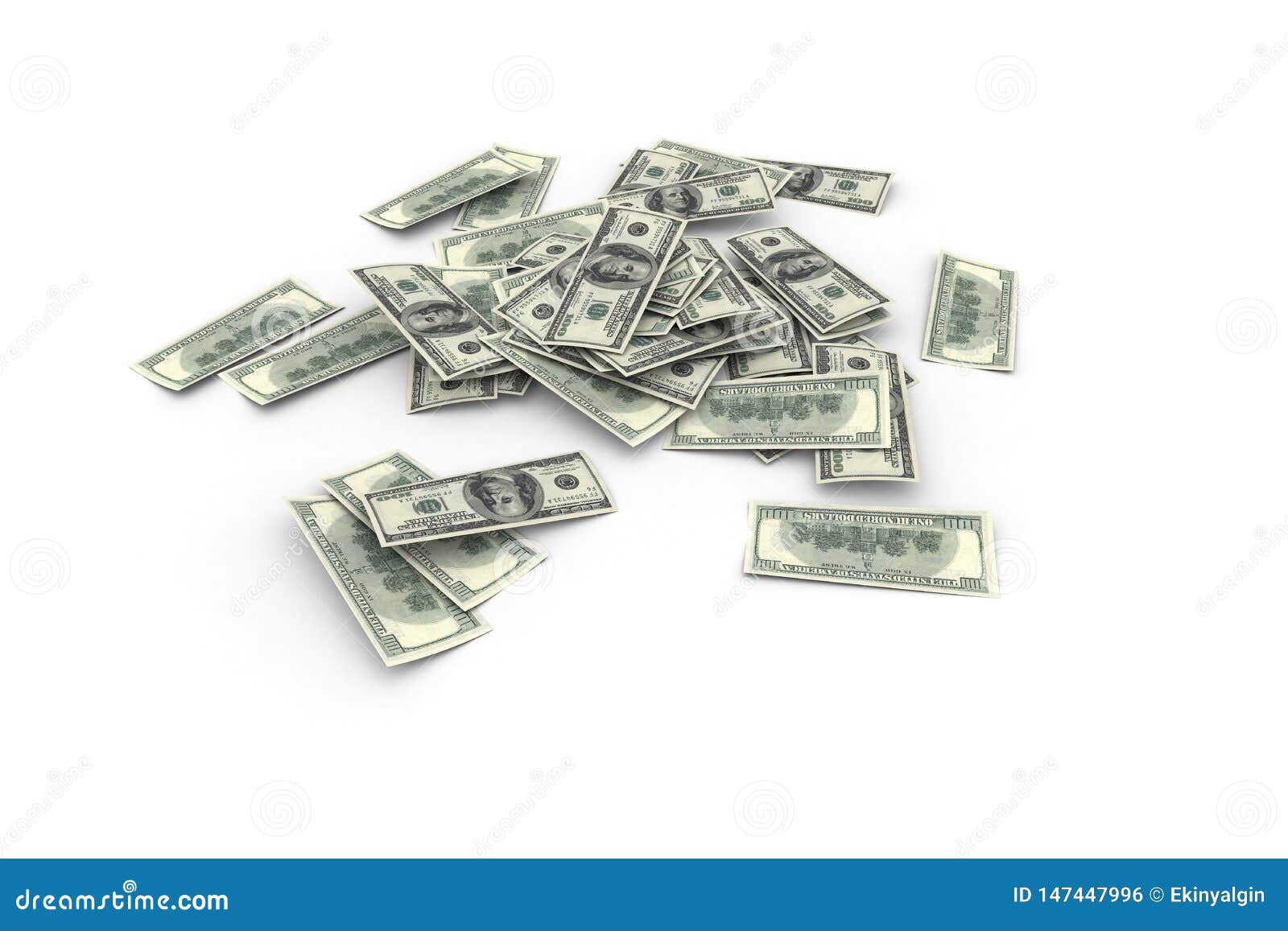 Dollar Banknotes Flying and Dropping on White Stock Illustration ...