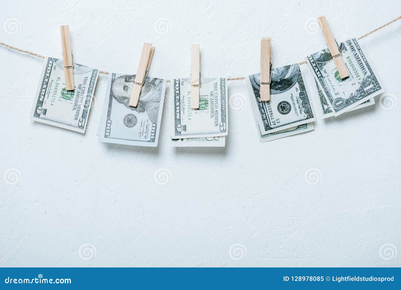 Dollar Banknotes Hanging on Rope Stock Image - Image of rope, financial ...