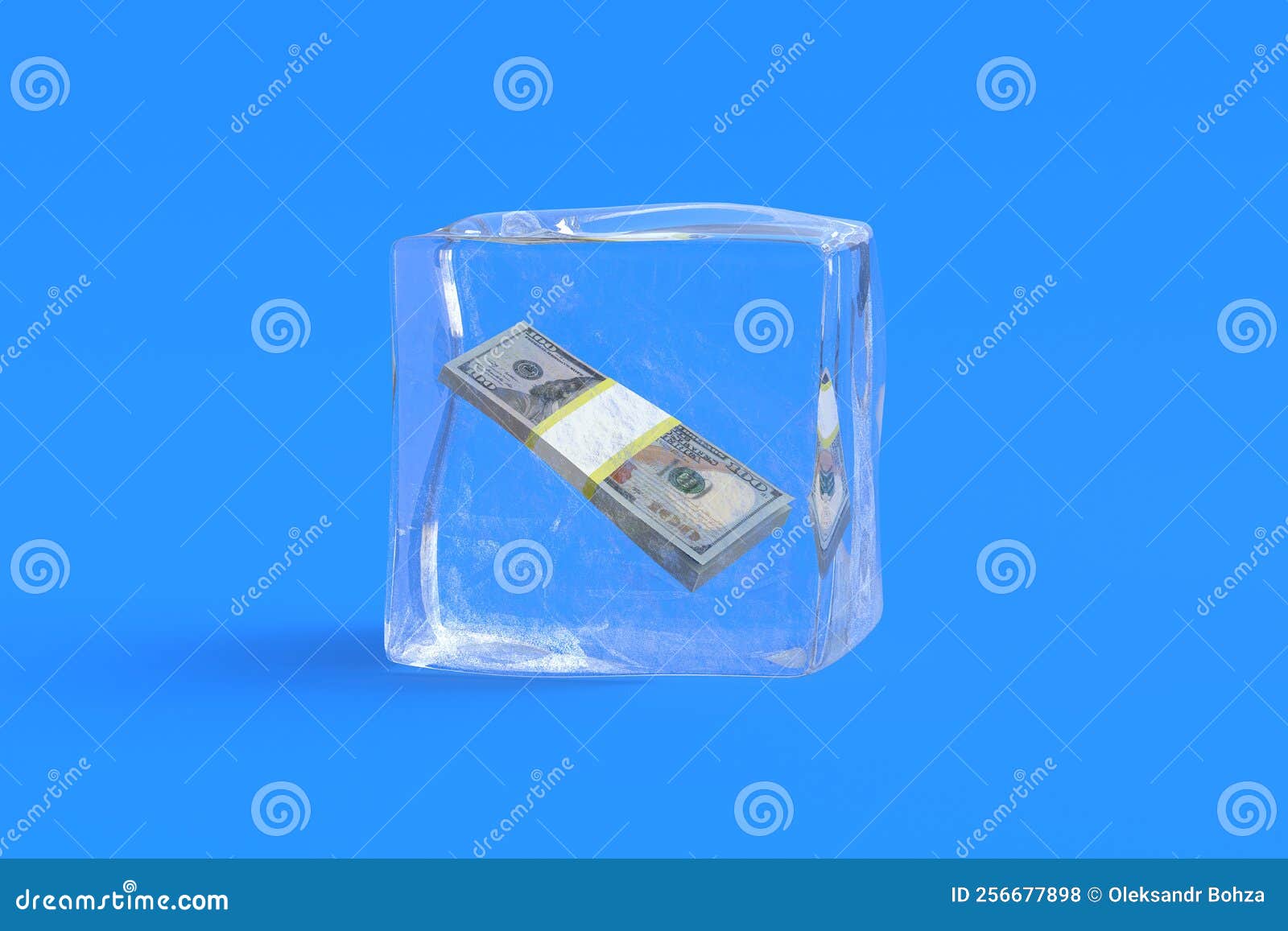 Dollar Banknotes in Ice Cube Stock Illustration - Illustration of ...