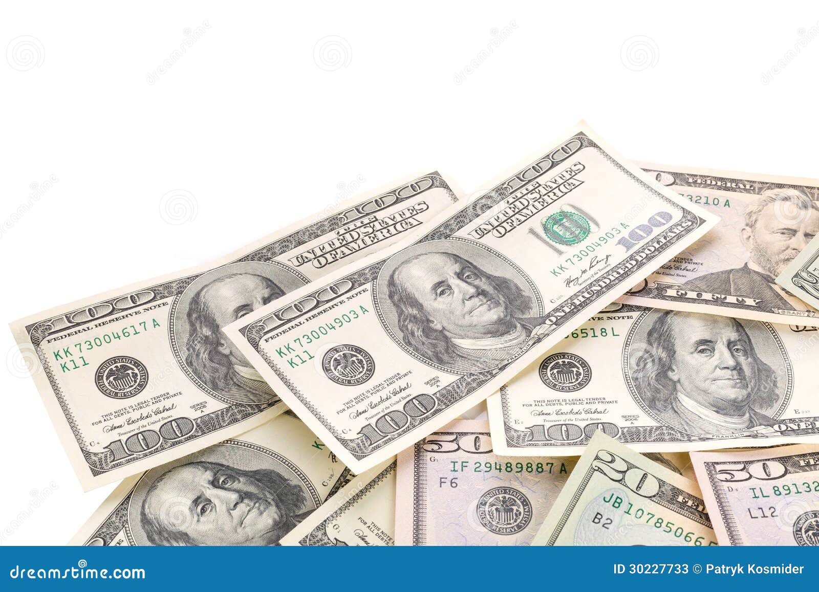 Dollar Banknotes Isolated Over White Stock Image - Image of credit ...