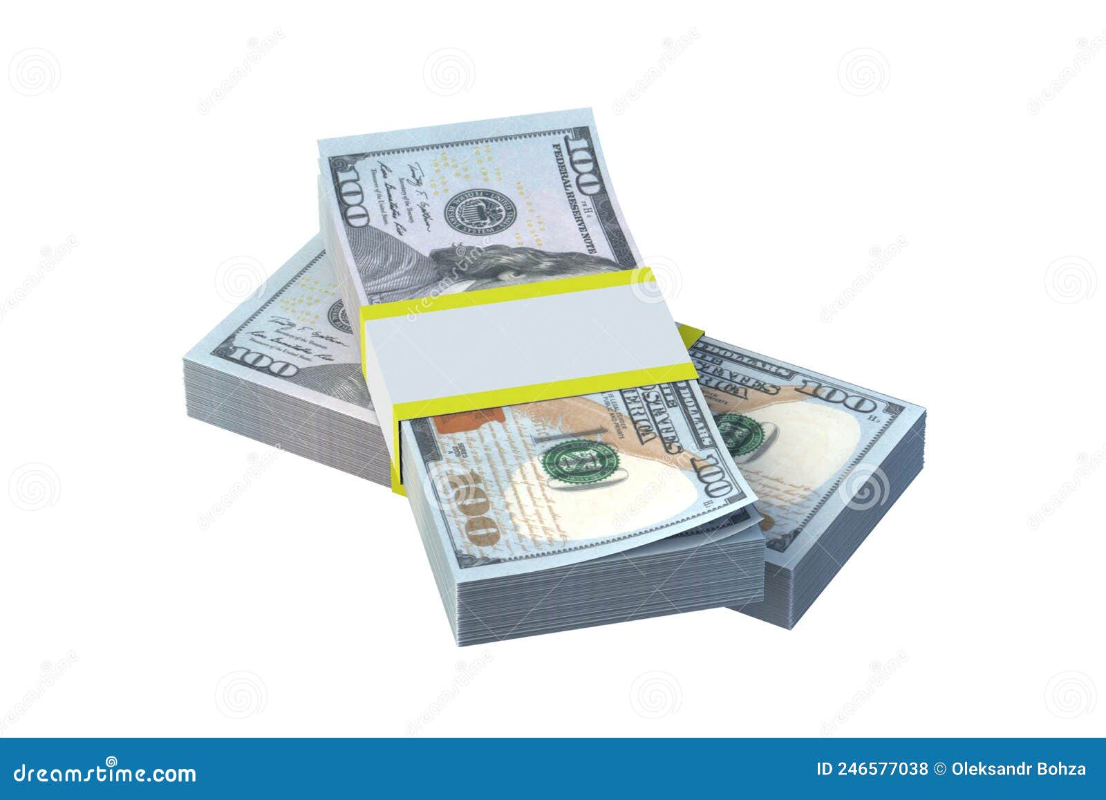 Dollar Banknotes Isolated on White Background. Stack of Money Stock ...