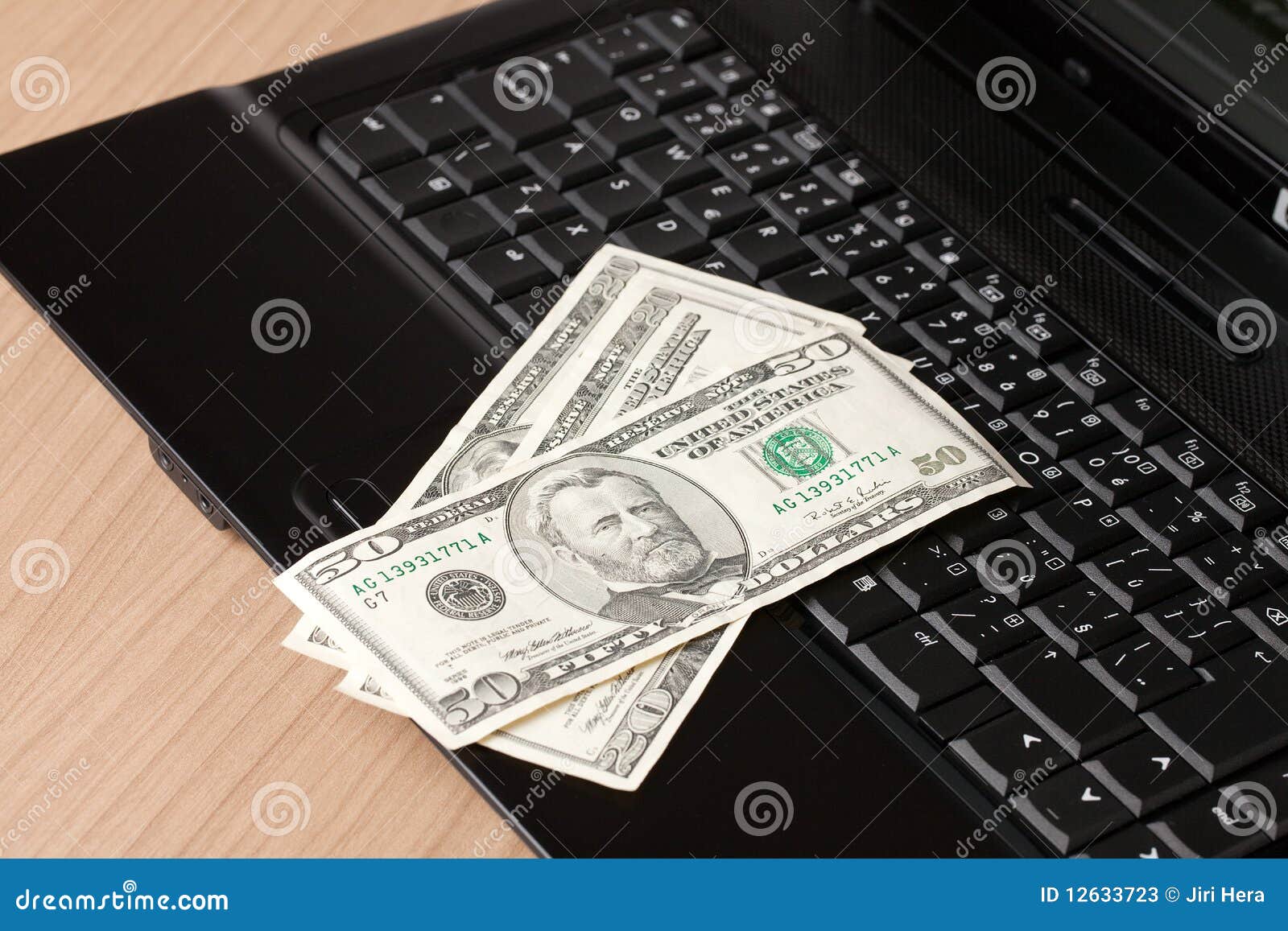 Dollar Banknotes on Laptop Keyboard Stock Image - Image of commerce ...