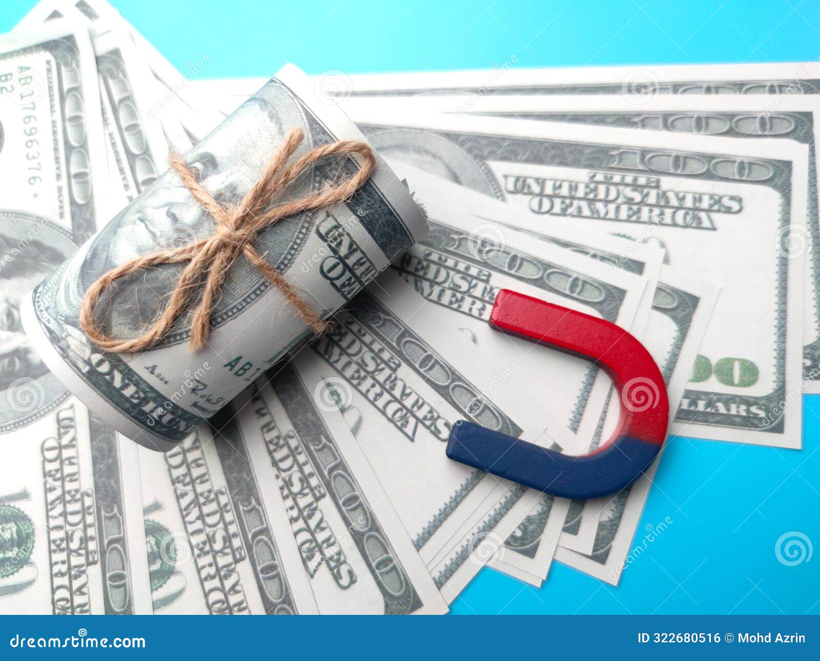 Dollar Banknotes Money and Red Blue Magnet Stock Photo - Image of ...