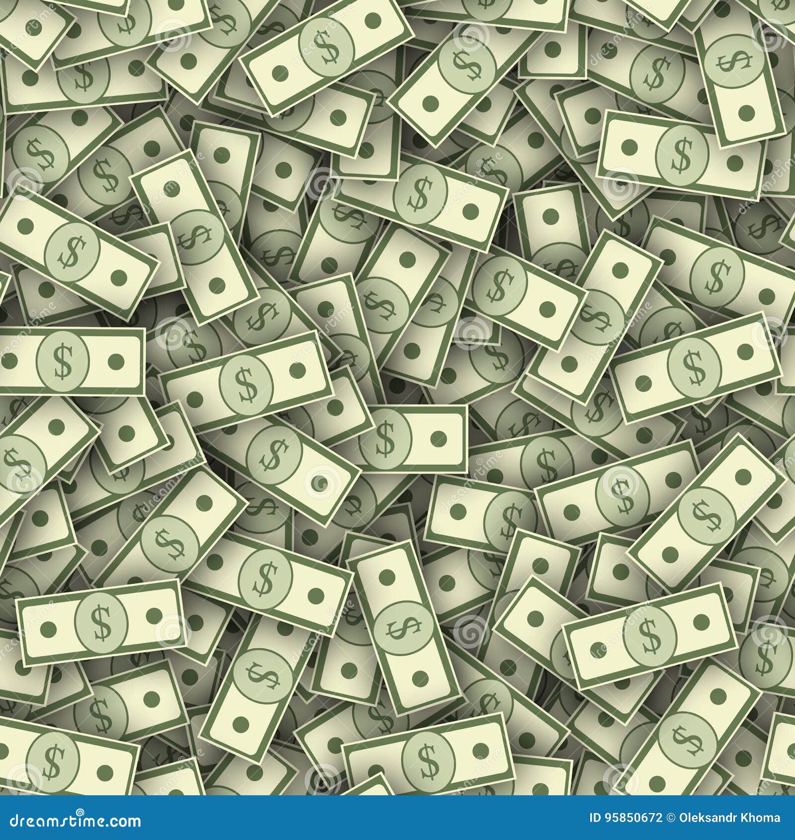 Dollar Banknotes Pile Seamless Texture. Stock Vector - Illustration of ...