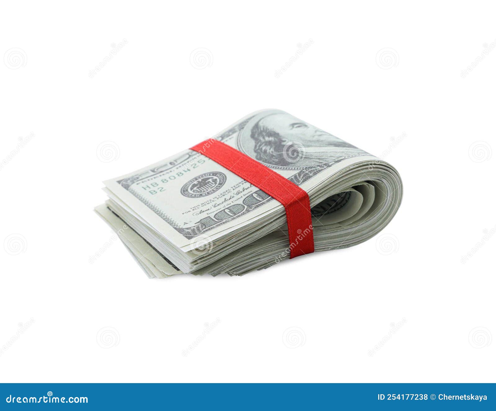 Dollar Banknotes with Red Ribbon Isolated on White Stock Photo - Image ...