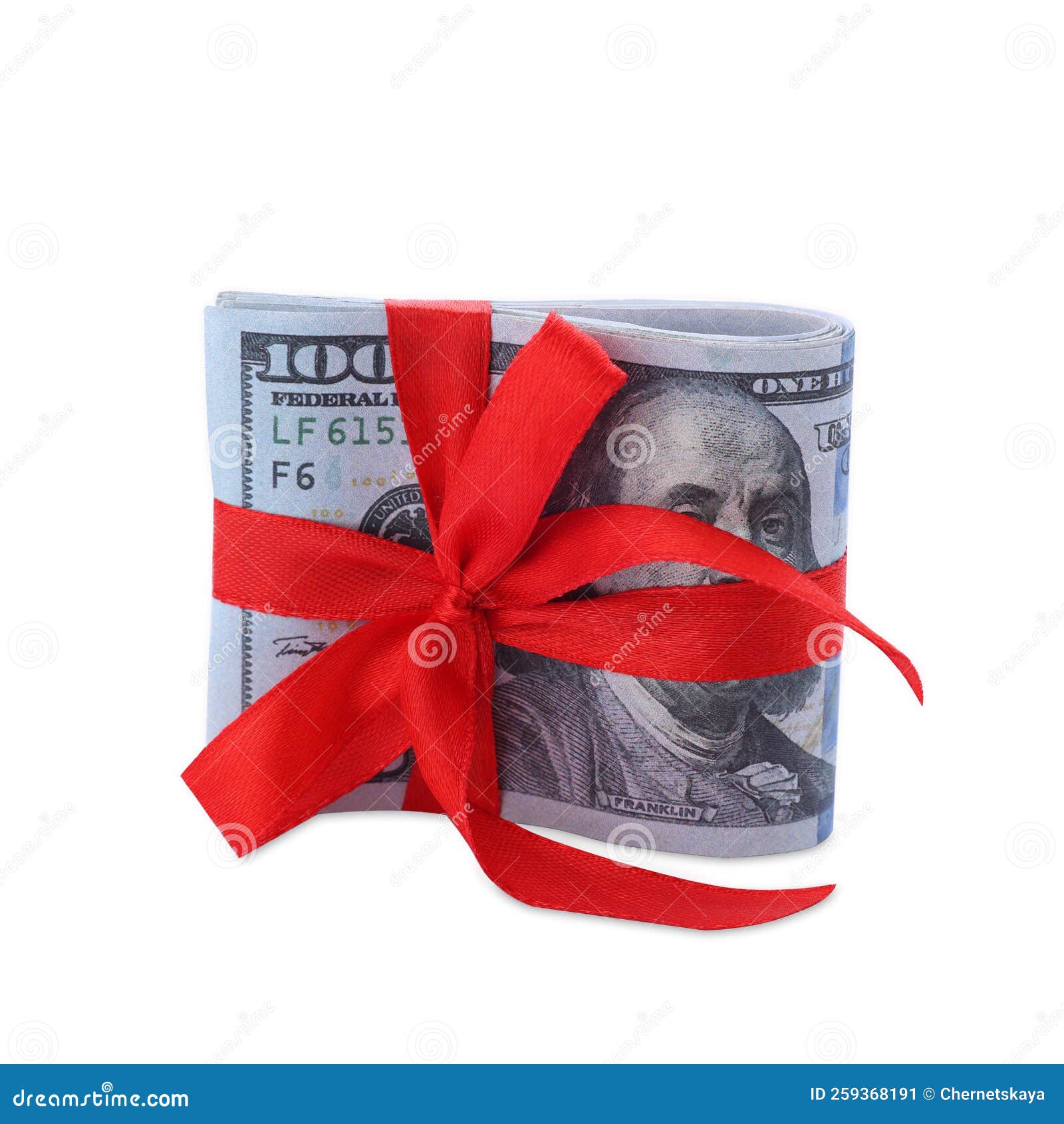 Dollar Banknotes with Red Ribbon Isolated on White Stock Image - Image ...