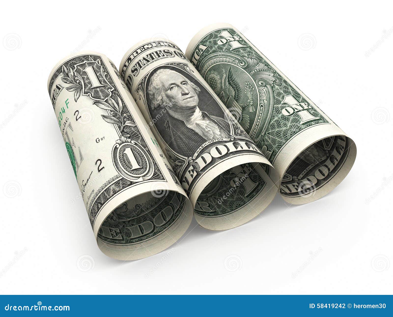 1 dollar banknotes rolling stock illustration. Illustration of path ...