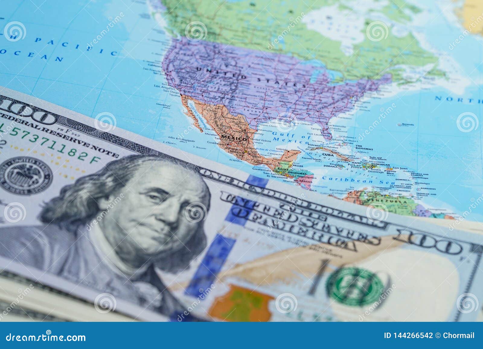 Dollar Banknotes on USA World Globe Map Stock Photo - Image of ...