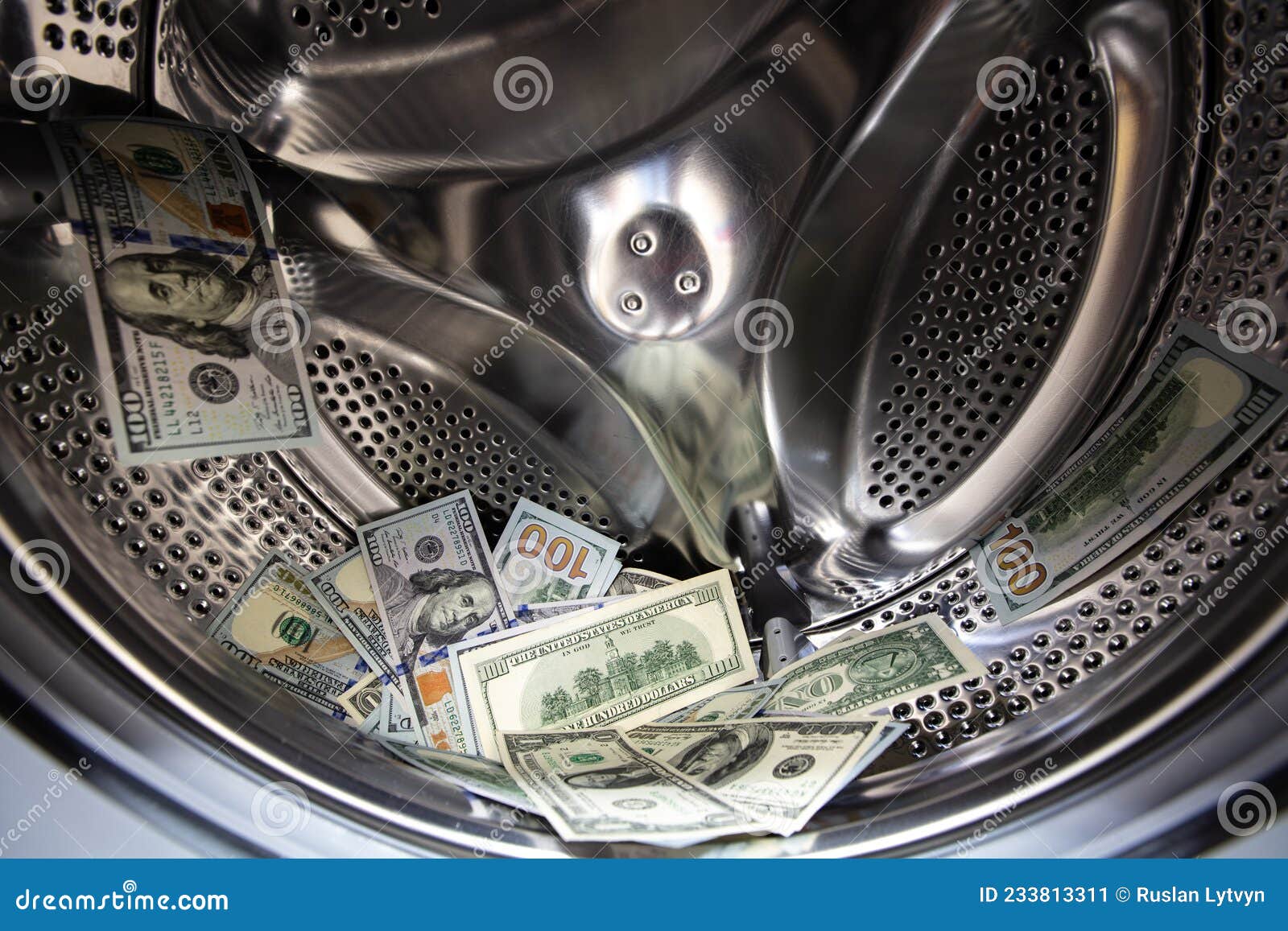 Dollar Banknotes in Washing Machine Stock Image - Image of appliance ...