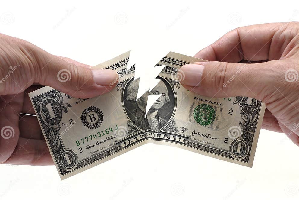 US One Dollar Bill Being Torn in Half Stock Image - Image of holding ...