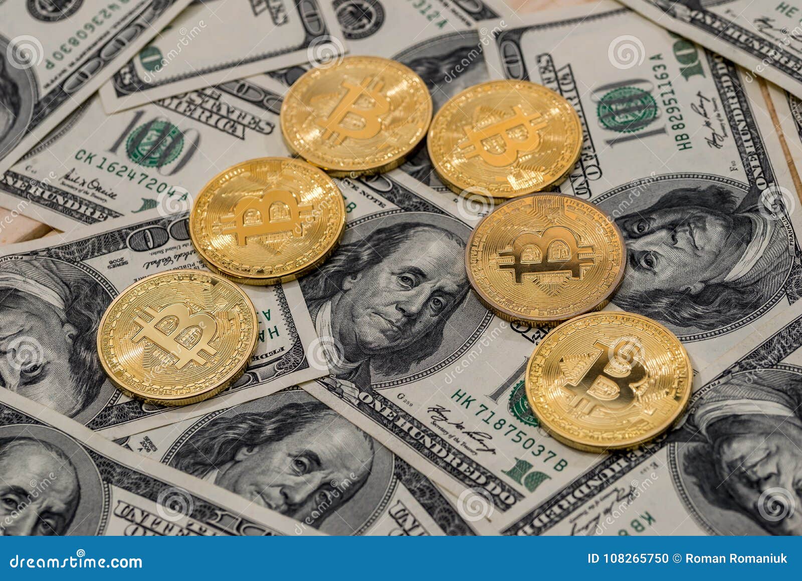 Dollar bill with bitcoin. editorial image. Image of virtual - 108265750