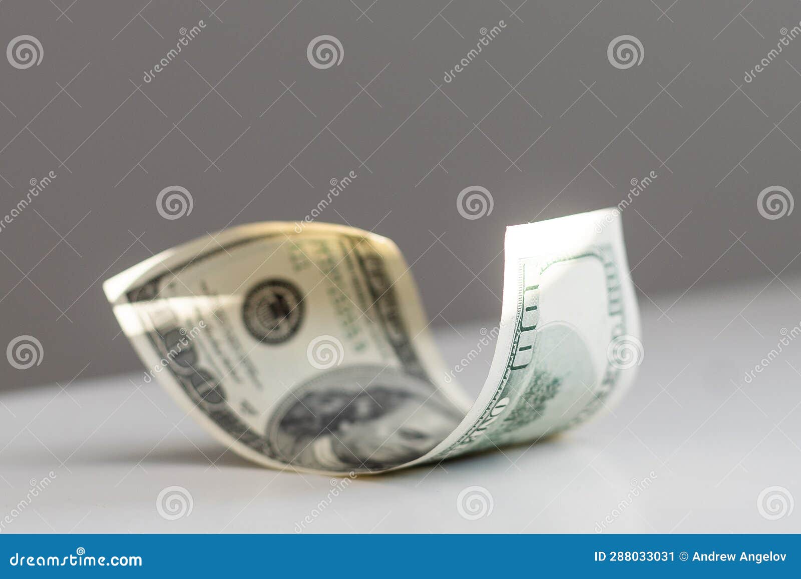 Dollar Bill Curved Wave Isolated on White Background Stock Image ...