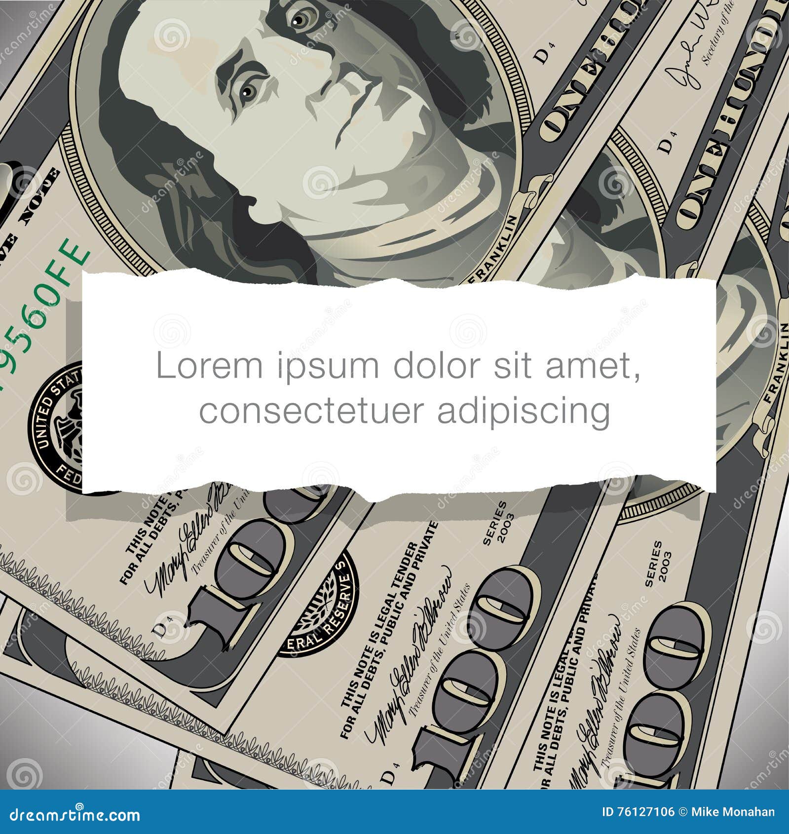 A 100 dollar bill design stock vector. Illustration of coin - 76127106