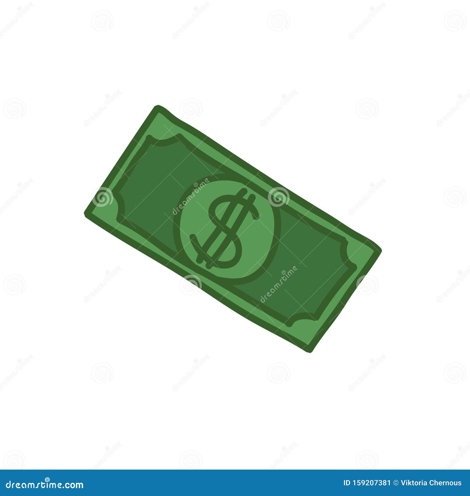 Dollar Bill Doodle Icon, Vector Color Illustration Stock Vector ...
