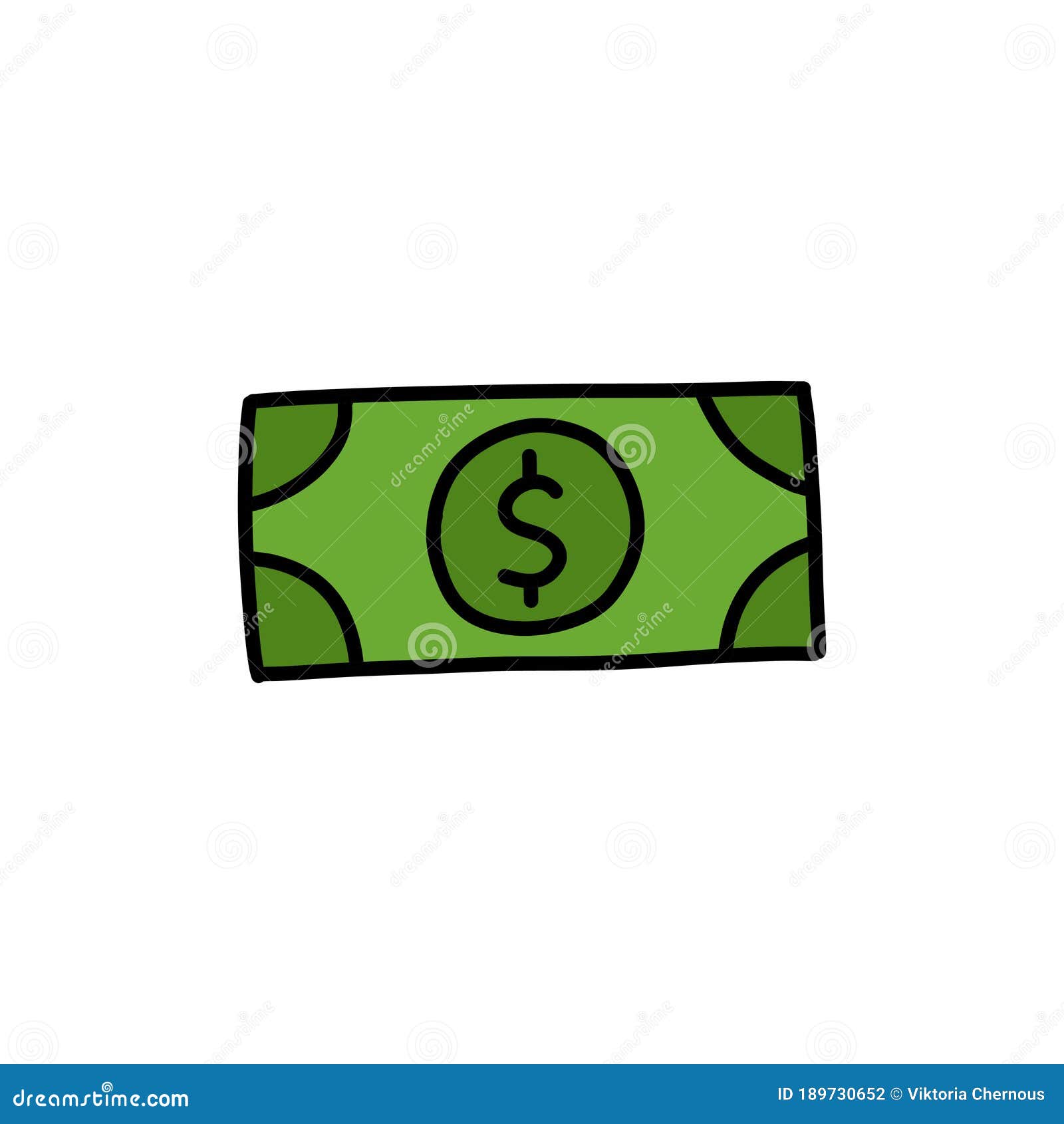 Dollar Bill Doodle Icon, Vector Color Illustration Stock Illustration ...