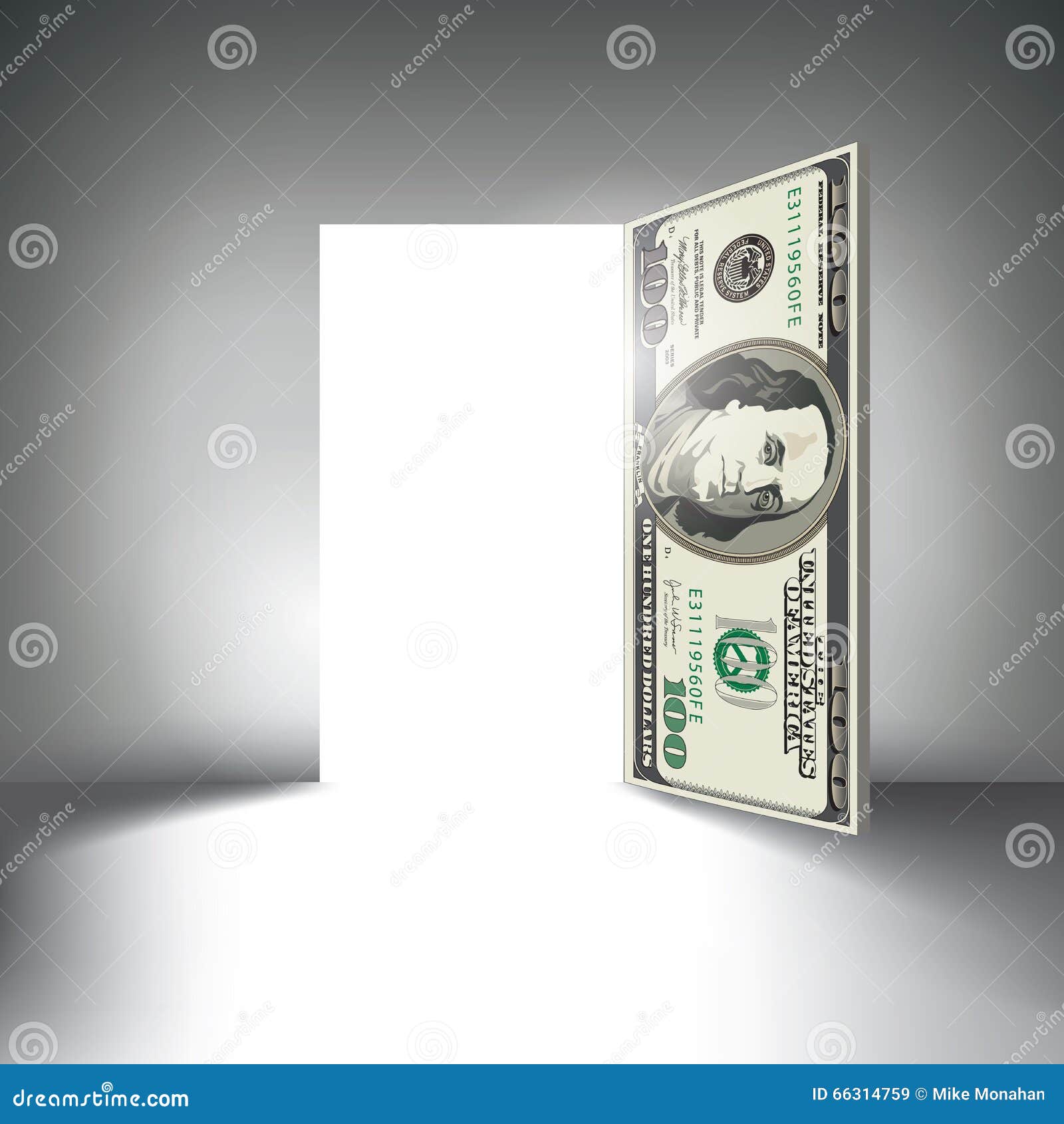 A 100 Dollar Bill Door Beckons You To Enter Stock Vector - Illustration ...