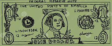 Dollar Bill Drawing stock illustration. Illustration of washington ...