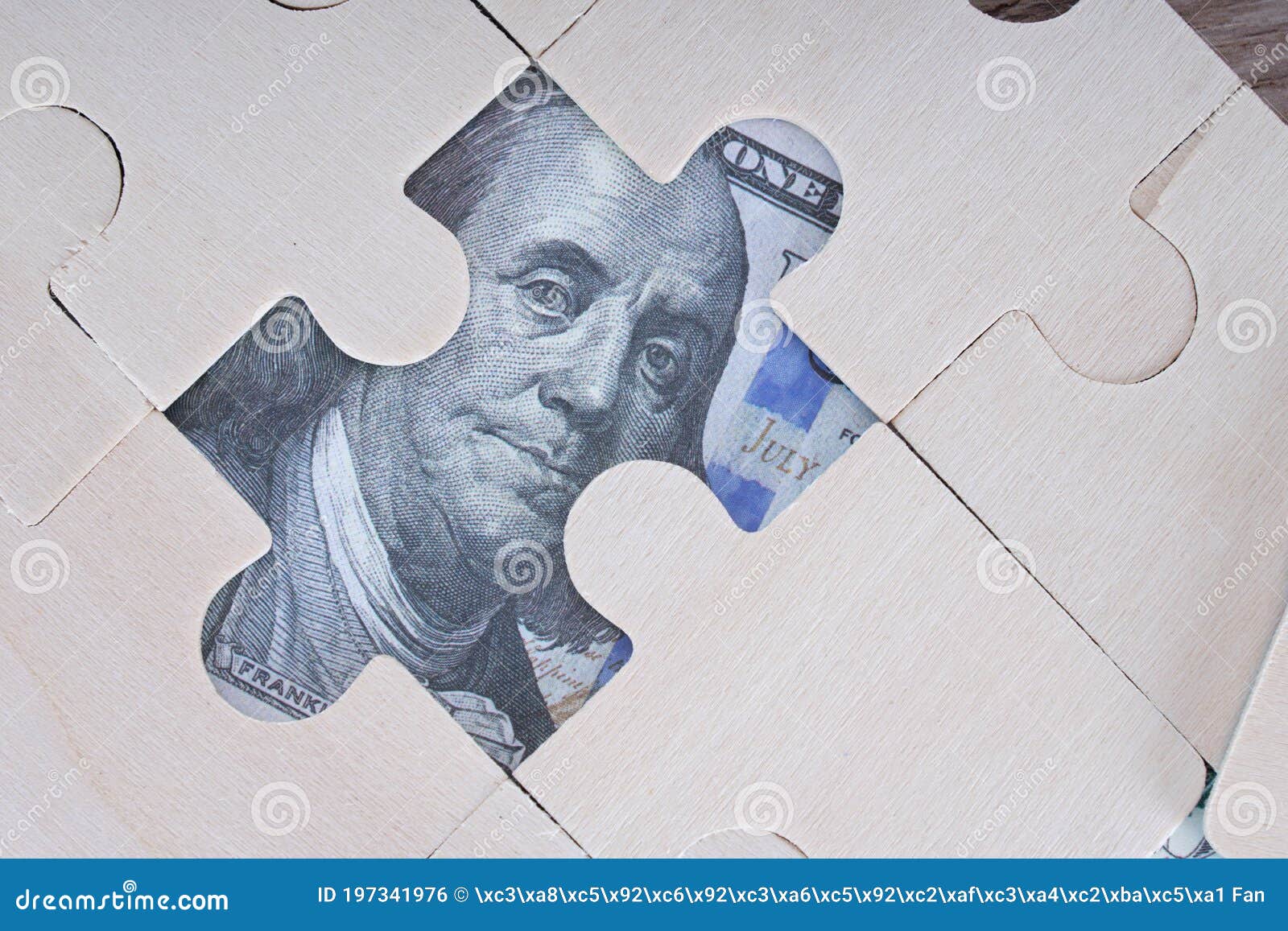 Dollar Bill Exposed in Jigsaw Puzzle on the Table Stock Photo - Image ...