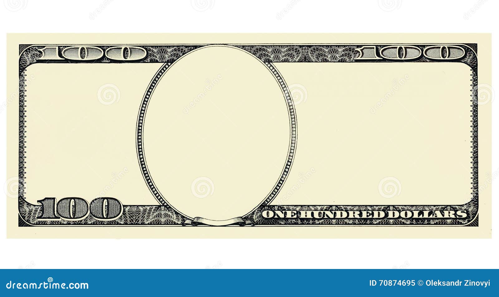 100 Dollar Bill Front with Copyspace, Isolated for Design Stock ...