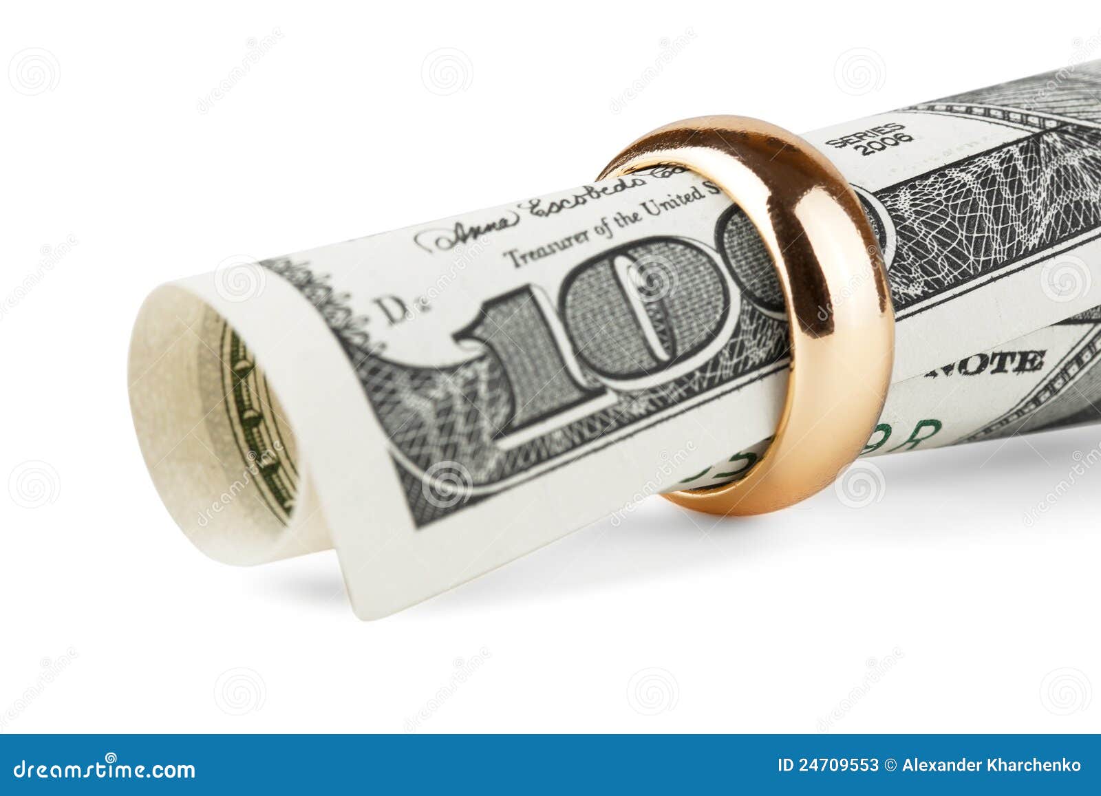 Dollar bill in a gold ring stock image. Image of cost - 24709553