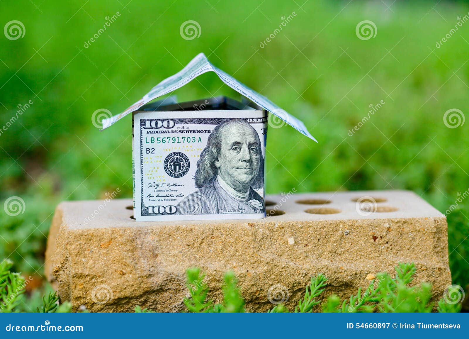 Dollar Bill House on a Brick Stock Image - Image of finance, home: 54660897