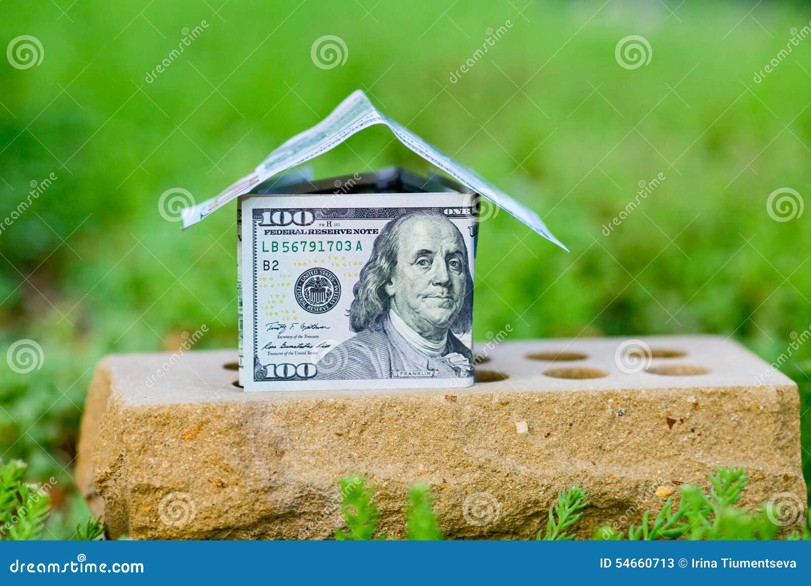 A Dollar Bill House on a Brick Stock Image - Image of concept, complex ...