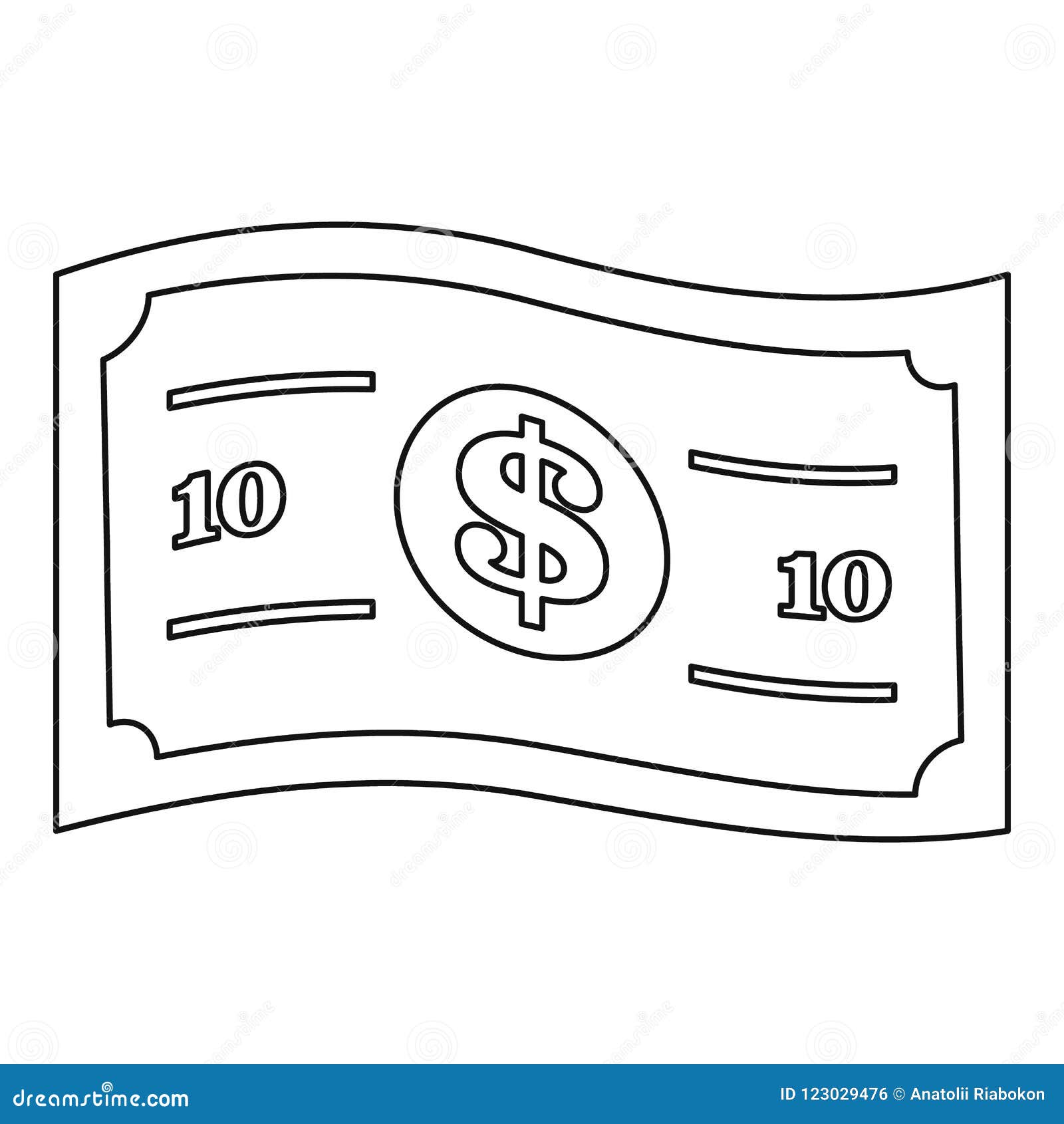 Dollar Bill Icon, Outline Style. Stock Illustration - Illustration of ...