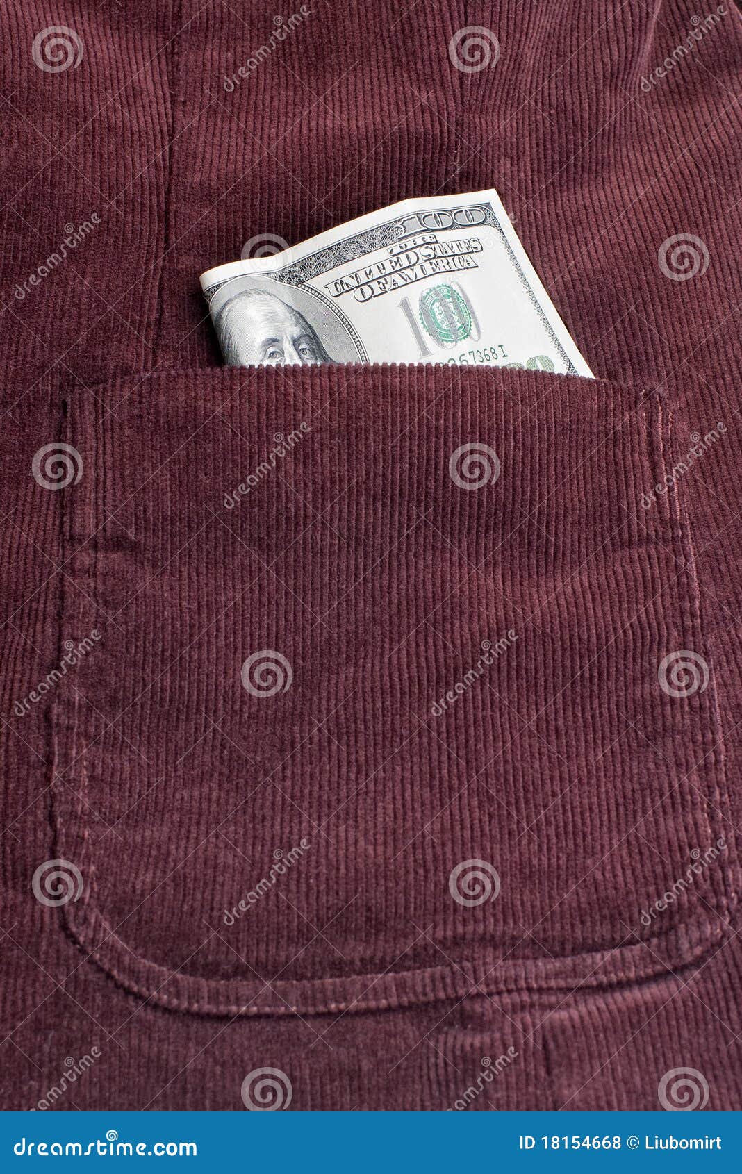 Dollar bill inside pocket stock photo. Image of inside - 18154668