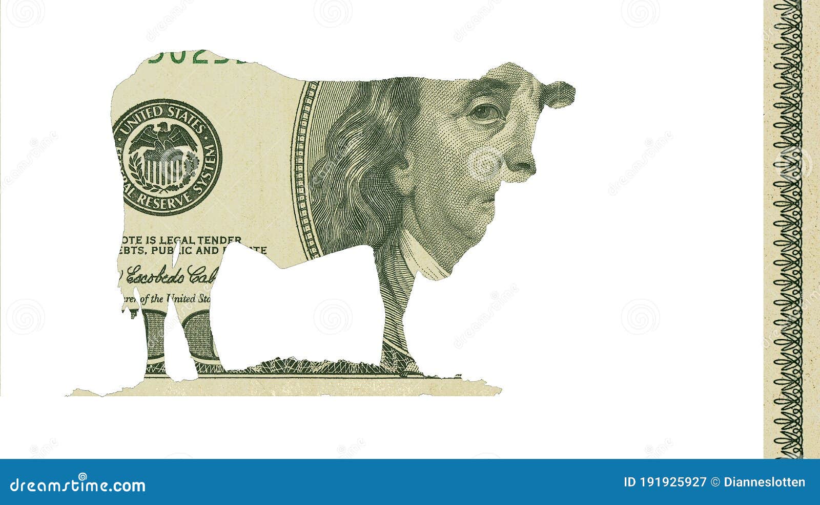 Unique Closeup Computer Graphic Illustration Concept for Idiom Cash Cow ...