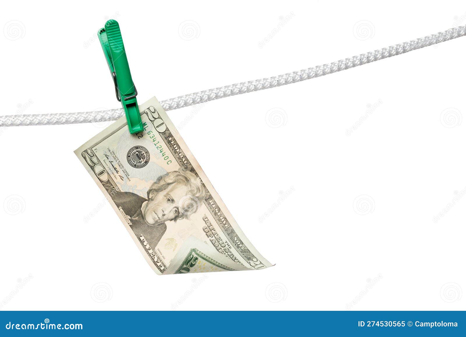 Dollar Bill and Pin on the Rope Isolated Stock Illustration ...