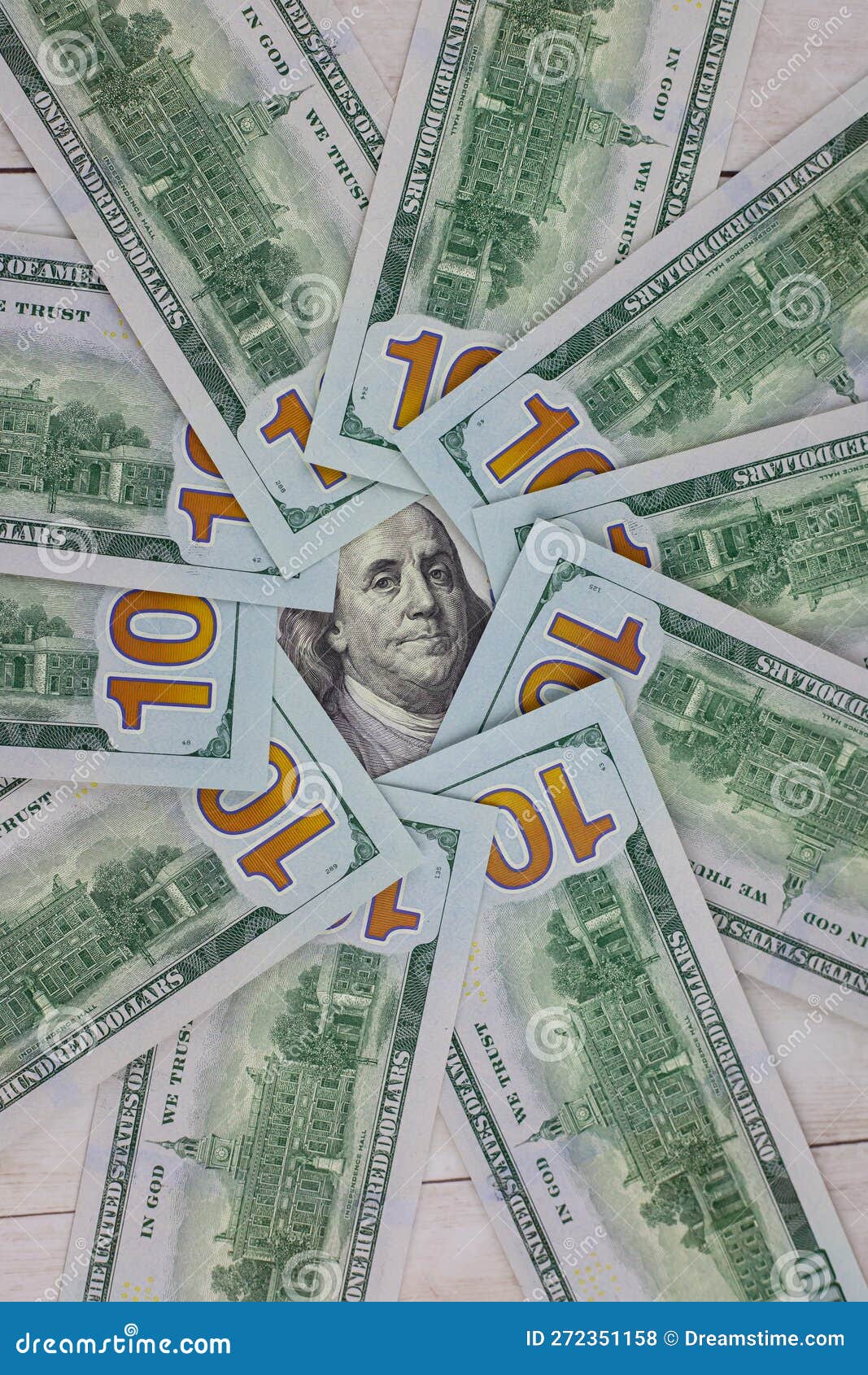 Dollar Bill on a Recurring Circular Texture Money. Stock Photo - Image ...