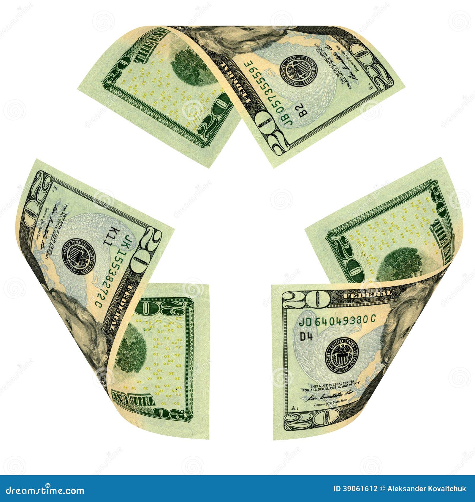 Dollar Bill Recycle Sign stock photo. Image of jackson - 39061612