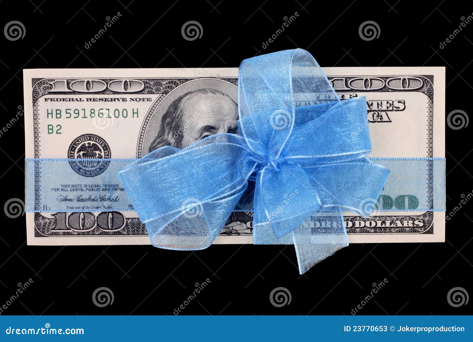 Dollar bill with ribbon stock image. Image of giving - 23770653