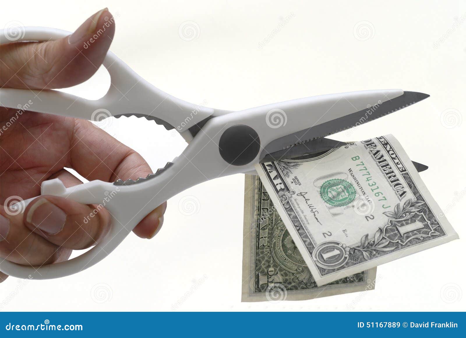 US One Dollar Bill Being Cut with Scissors Stock Image - Image of ...