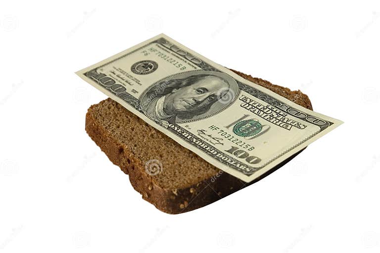 Dollar Bill on a Slice of Bread Stock Image - Image of dark, closeup ...
