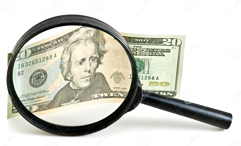 Dollar Bill Under Magnification Glass Stock Image - Image of macro ...