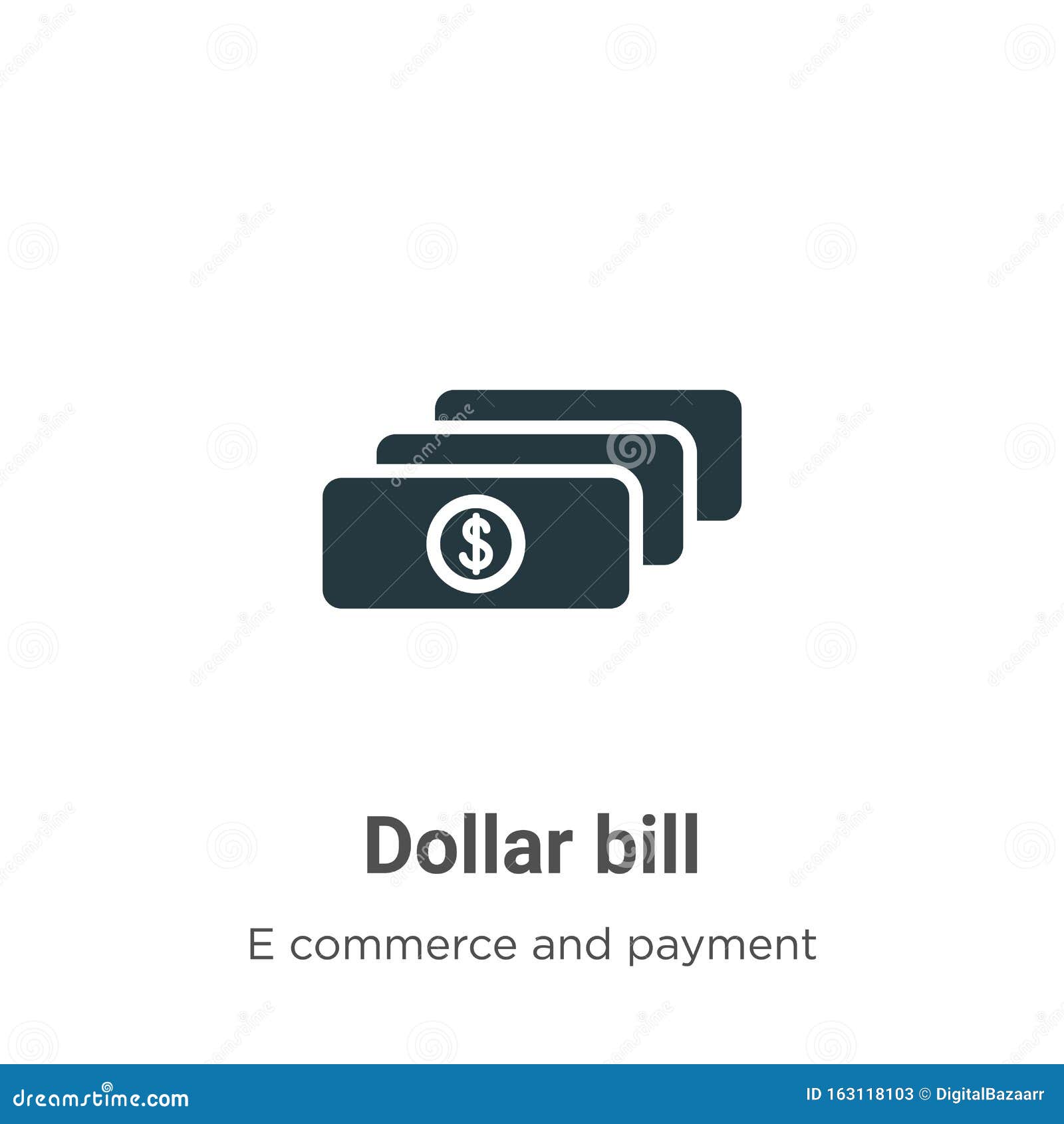 Dollar Bill Vector Icon On White Background. Flat Vector Dollar Bill ...