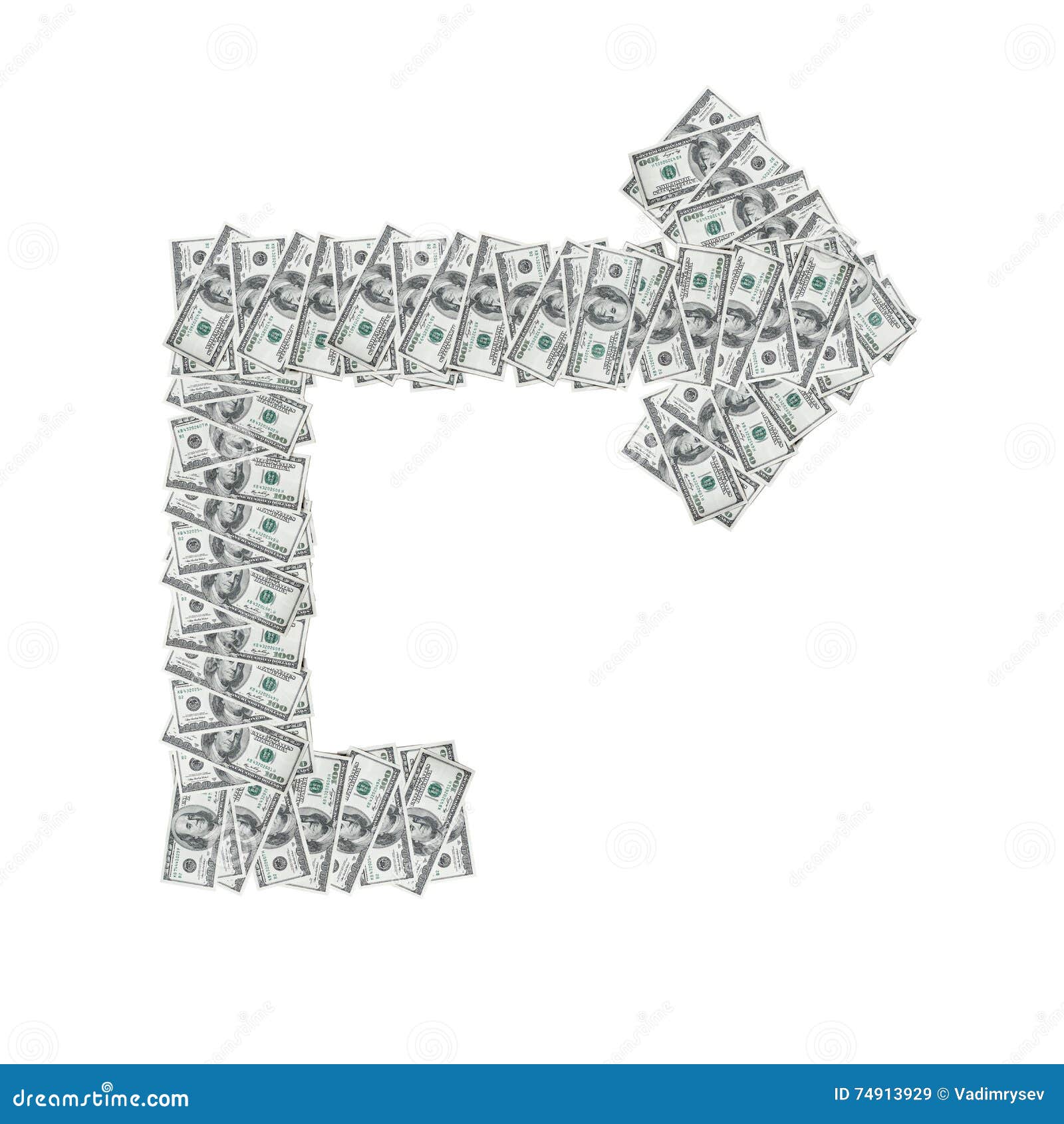 Dollar Bills Arranged in the Form of an Arrow Stock Image - Image of ...