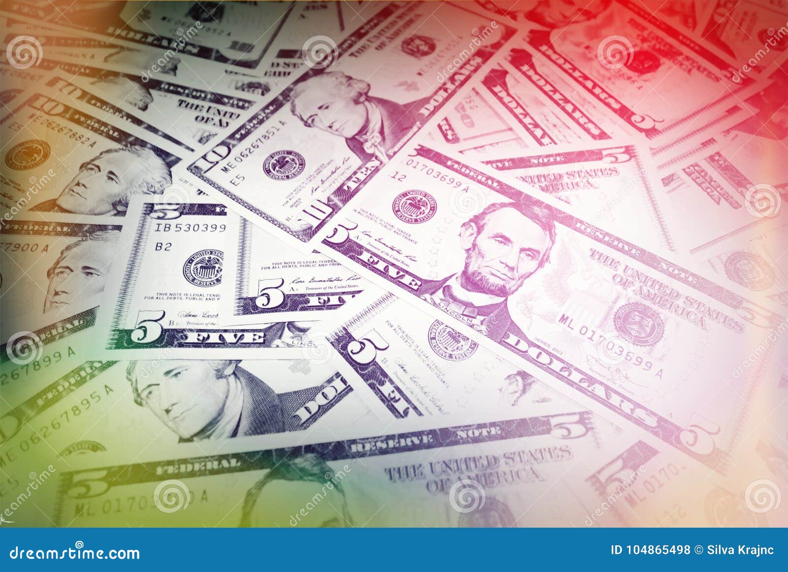 Dollar Bills Background. Mixed USA Money. Vintage Version Stock Photo ...