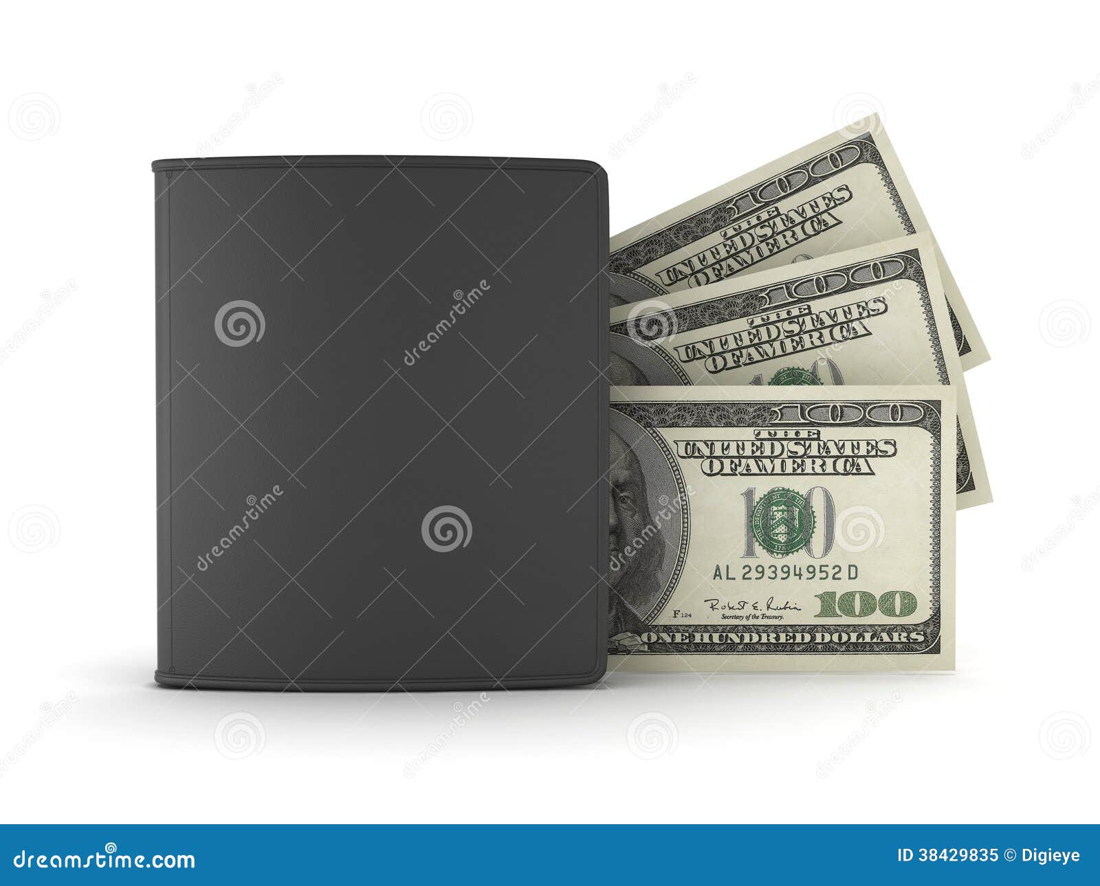 Dollar Bills and Black Leather Wallet Stock Illustration - Illustration ...