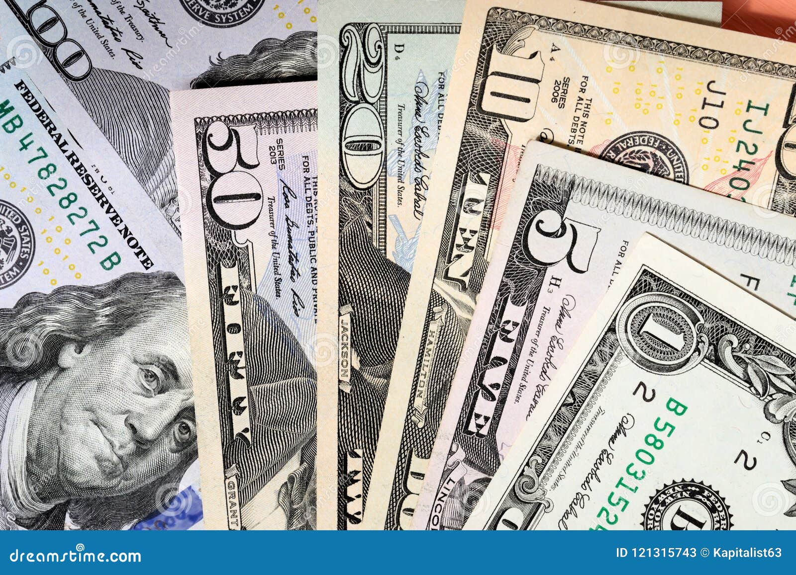 Dollar Bills of Different Value Stock Image - Image of dollar, strong ...