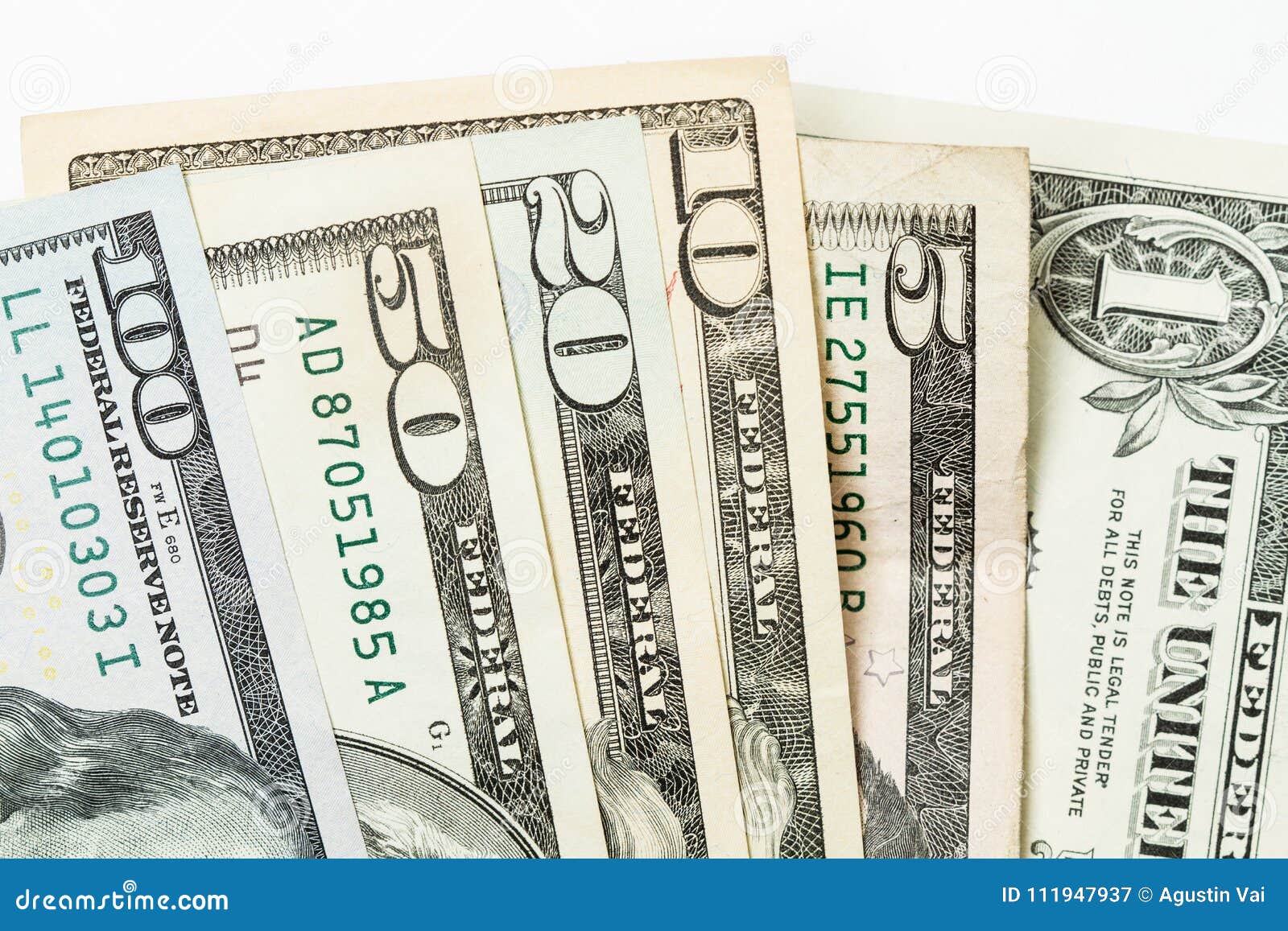 Dollar Bills of Different Values Stock Image - Image of close ...