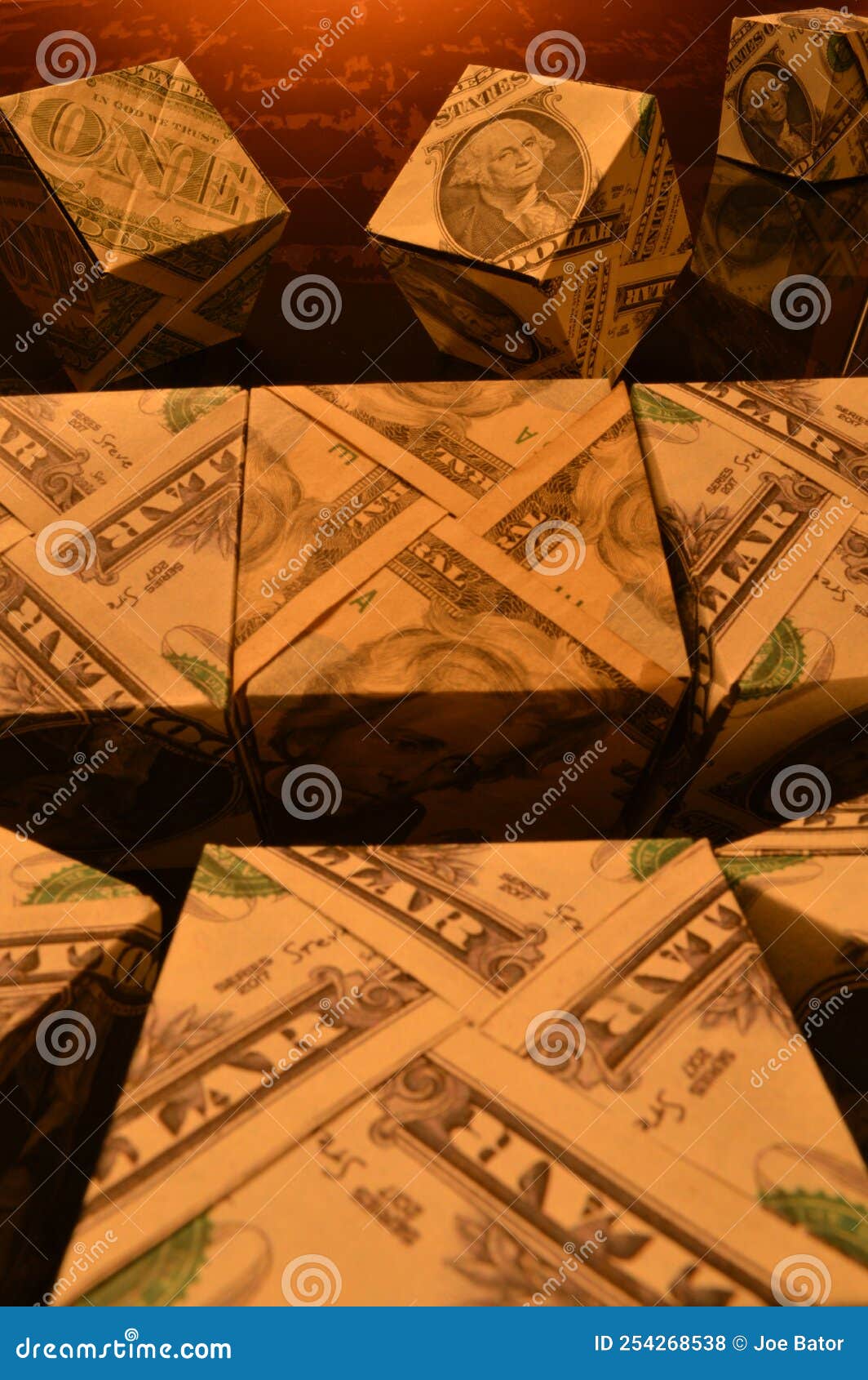Dollar Bills Folded into Cubes Stock Photo - Image of capital, commerce ...