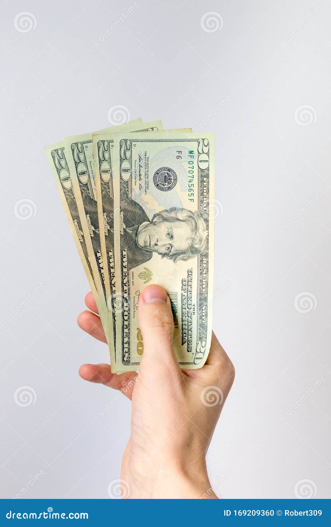 20 Dollar Bills Held in Hand Stock Photo - Image of bill, money: 169209360