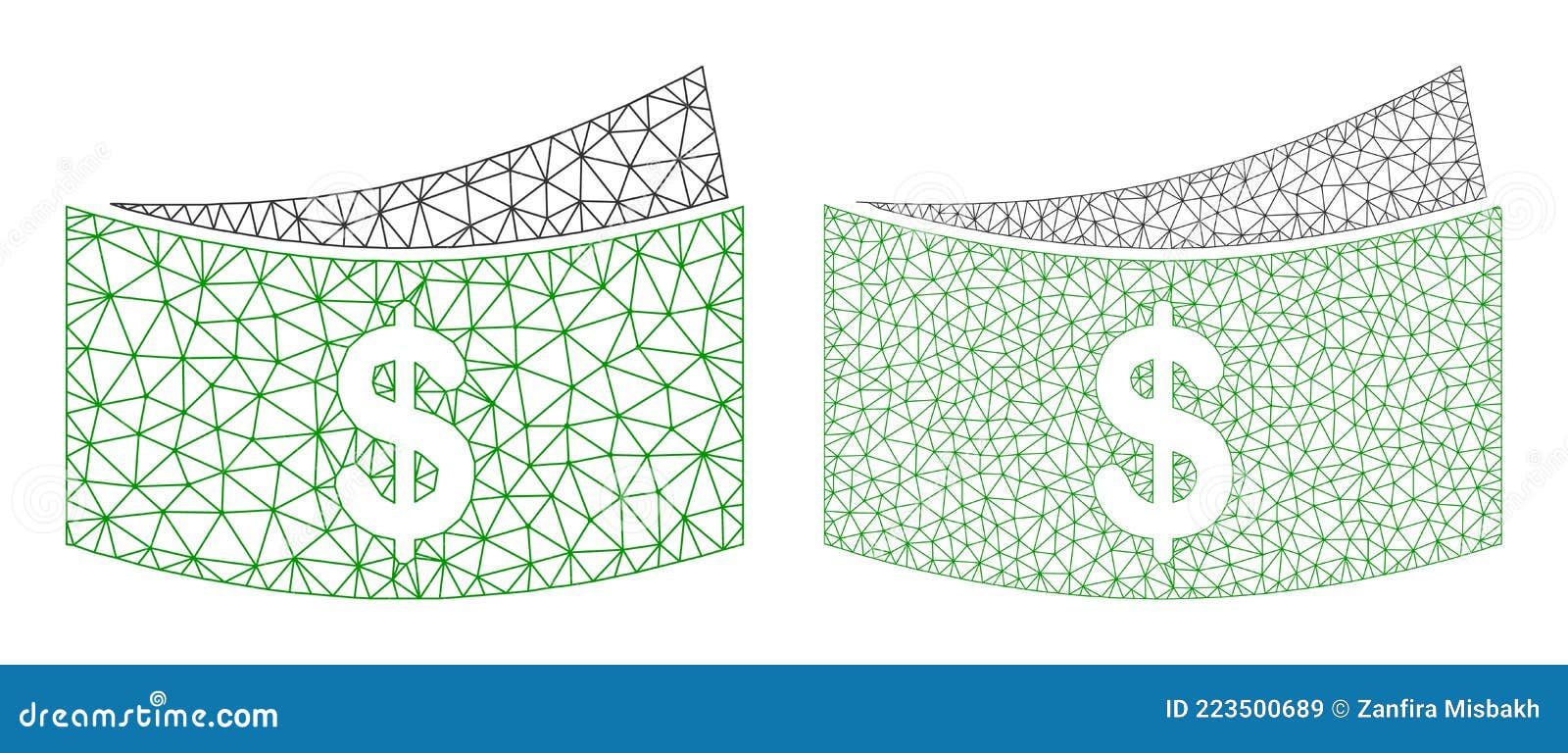 Dollar Bills Icons - Vector Triangle Mesh Stock Vector - Illustration ...