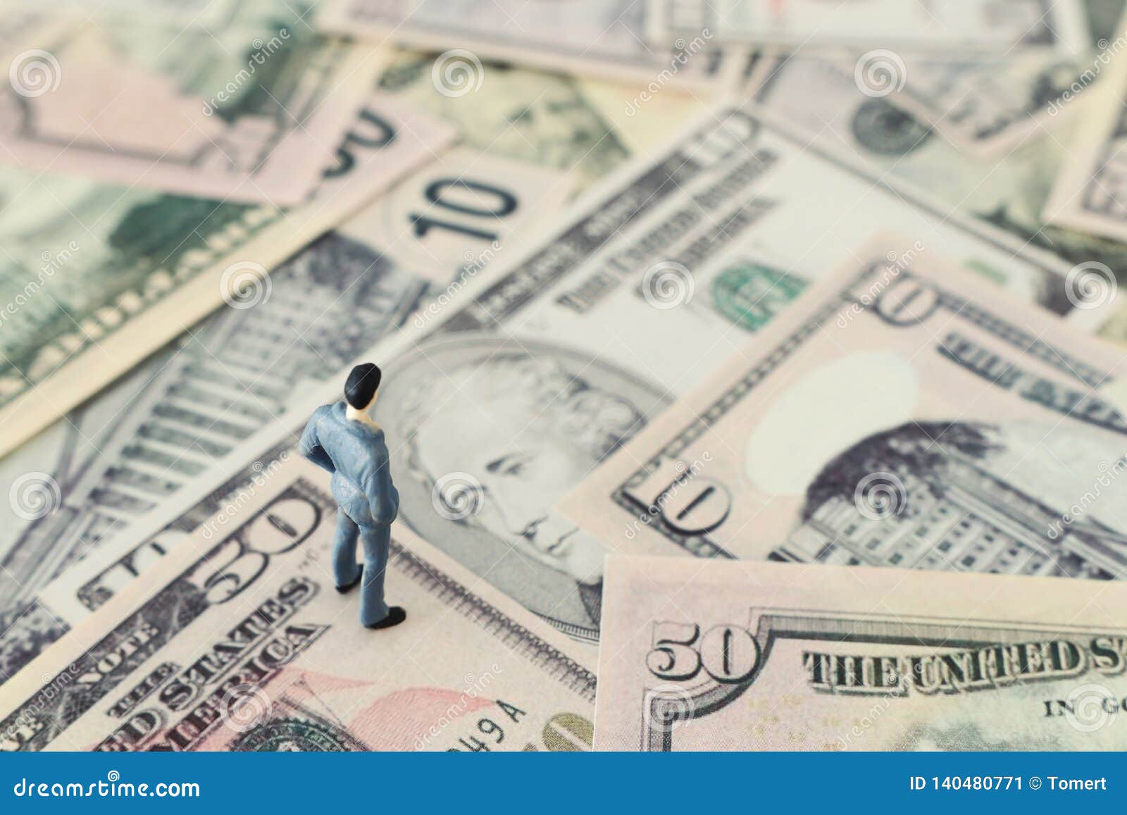 Dollar Bills and Miniature People. Stock Image - Image of currency ...